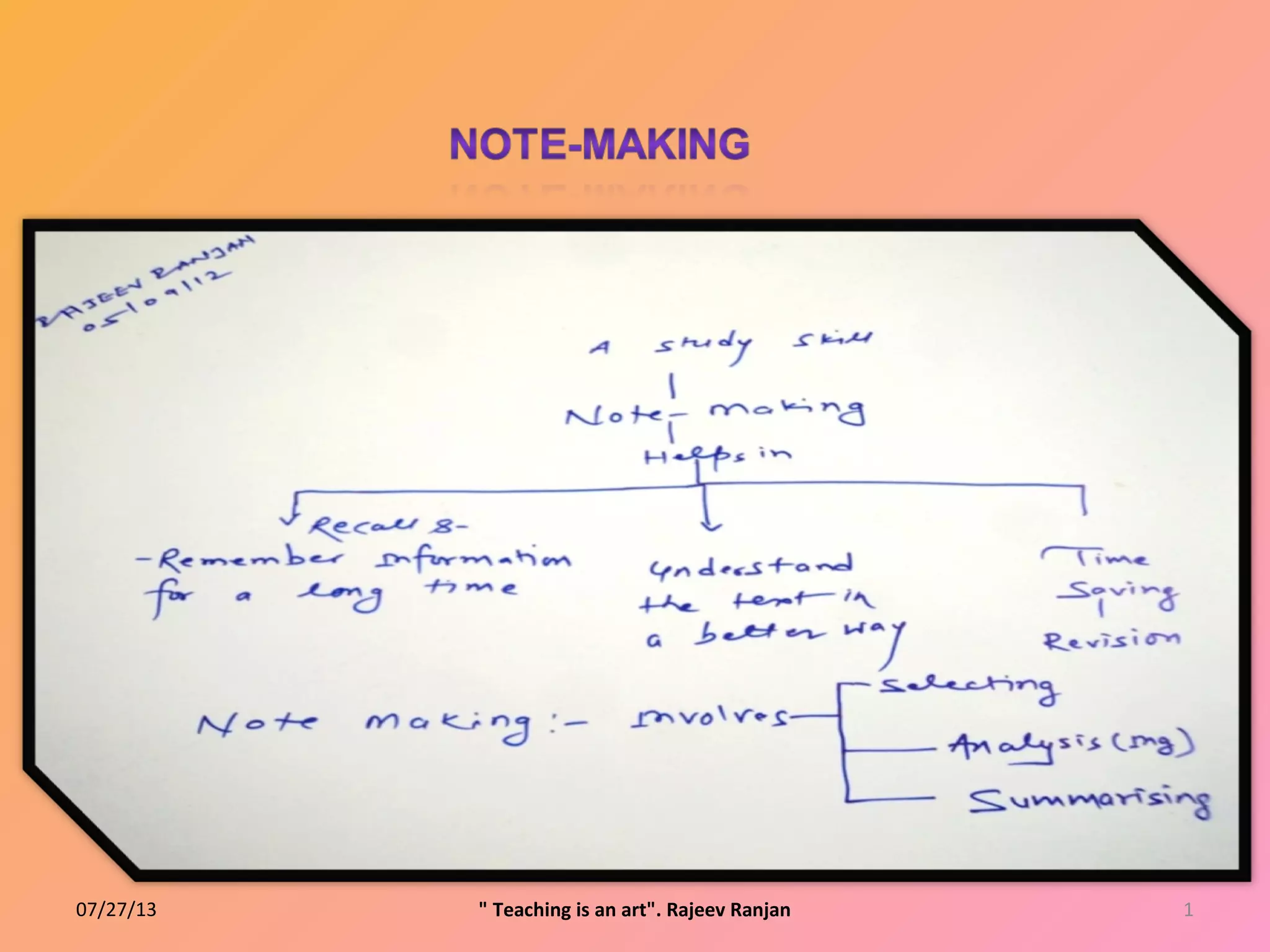 How to Develop Note Making Skill | PPT