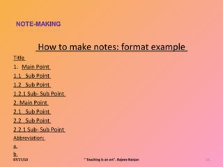 How to Develop Note Making Skill | PPT