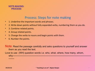 How to Develop Note Making Skill | PPT