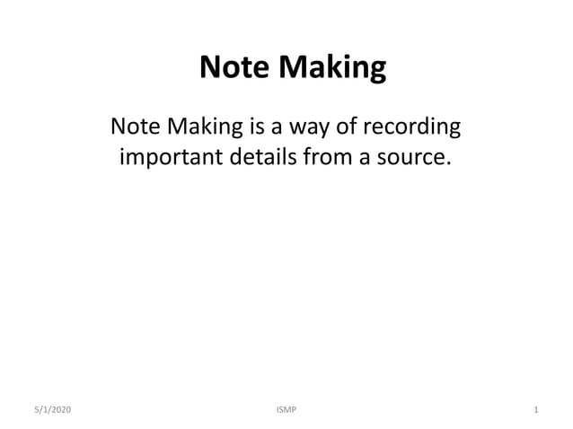 Note making | PPTX