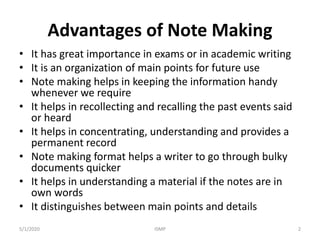 Note making | PPTX