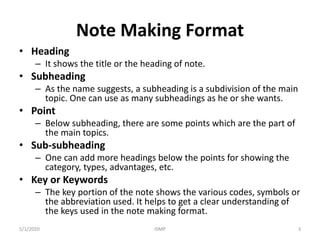 Note making | PPT