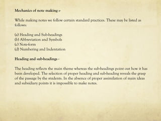 Note Making for class 12 English Core cbse syllabus | PPT