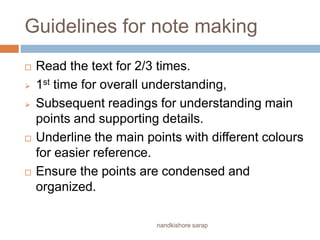Note making and note taking | PPTX