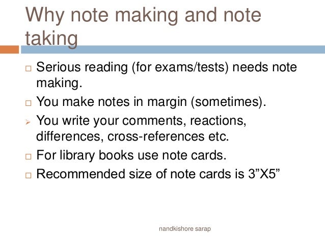 Note making and note taking