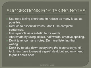 Note making and note taking pract | PPT
