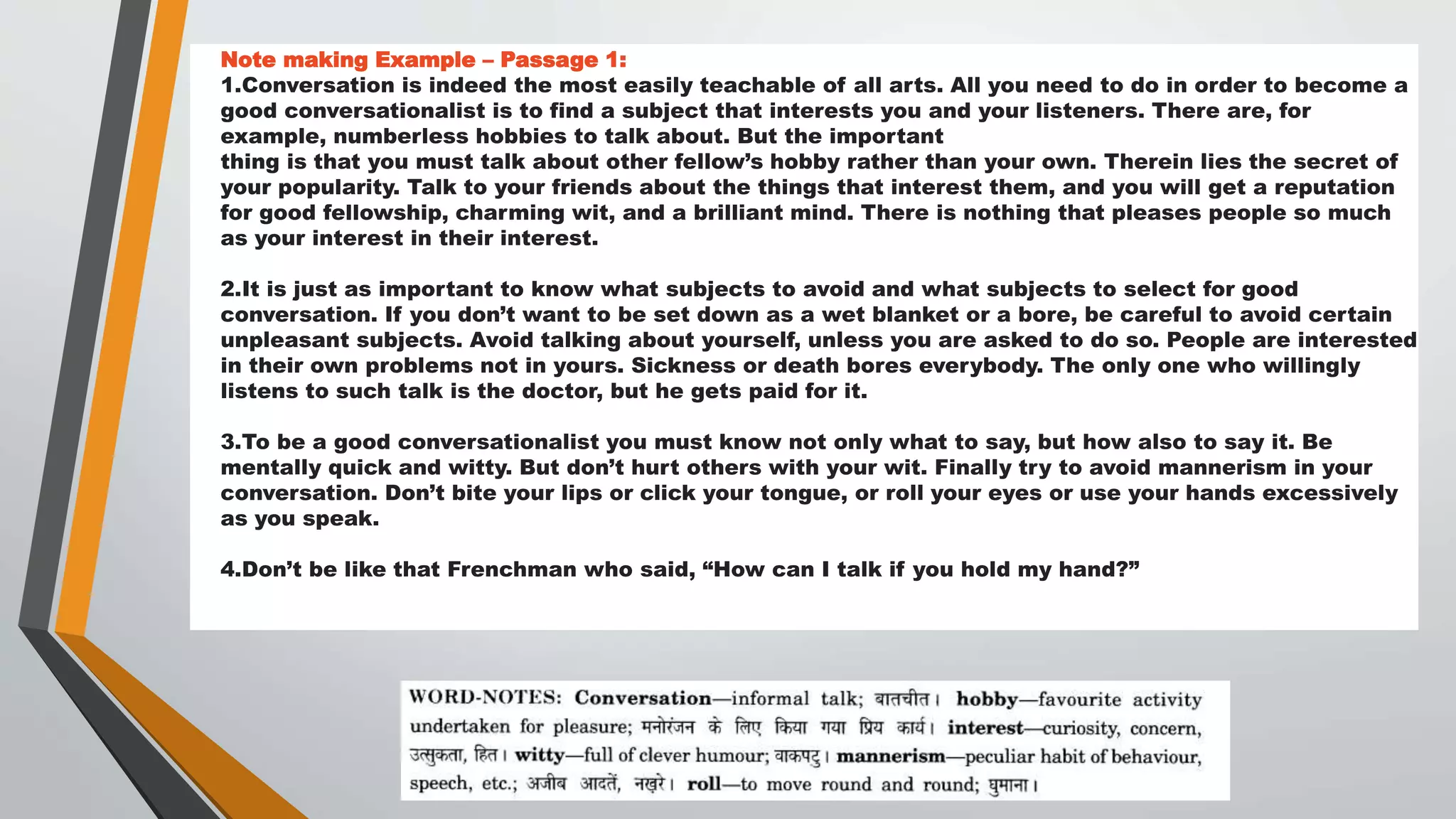 NOTE MAKING class 11 | PPTX