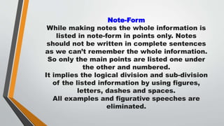 NOTE MAKING class 11 | PPTX