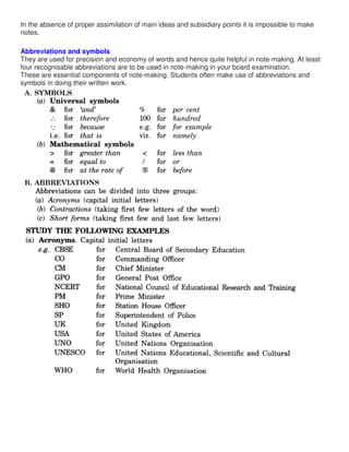 Note Making CBSE 11 English | PDF