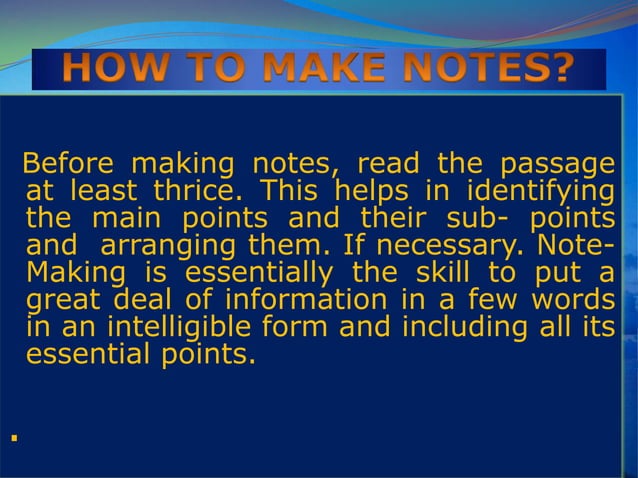 Note making skills | PPTX