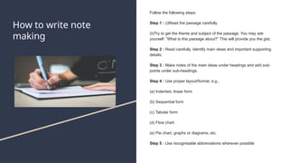 Note Making & Summarising.pptxdzhshdhdhdhdh | PPTX