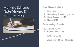 Note Making & Summarising.pptxdzhshdhdhdhdh | PPT