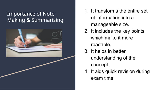 Note Making & Summarising.pptxdzhshdhdhdhdh | PPT