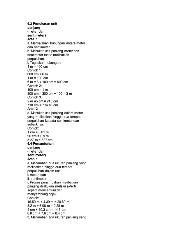 Note masalah penukaran unit ukuran panjang | DOCX
