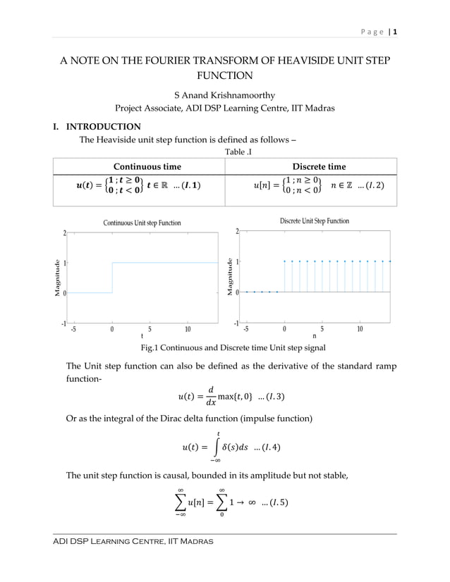 Note on fourier transform of unit step function | PDF | Technology ...