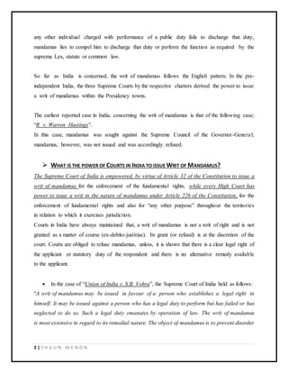 Note on writ of mandamus | DOCX