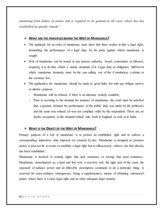 Note on writ of mandamus | DOCX