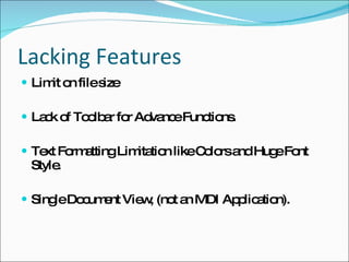 Notepad Presentation Mca | PPS | Desktop Publishing | Computer Software and Applications