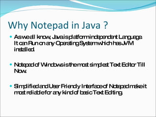 Notepad Presentation Mca | PPS | Desktop Publishing | Computer Software and Applications