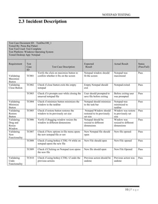 Notepad Testing Report | PDF
