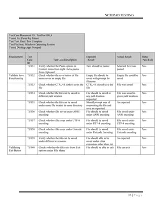 Notepad Testing Report | PDF
