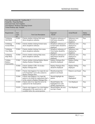 Notepad Testing Report | PDF