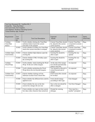 Notepad Testing Report | PDF