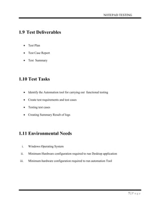 Notepad Testing Report | PDF