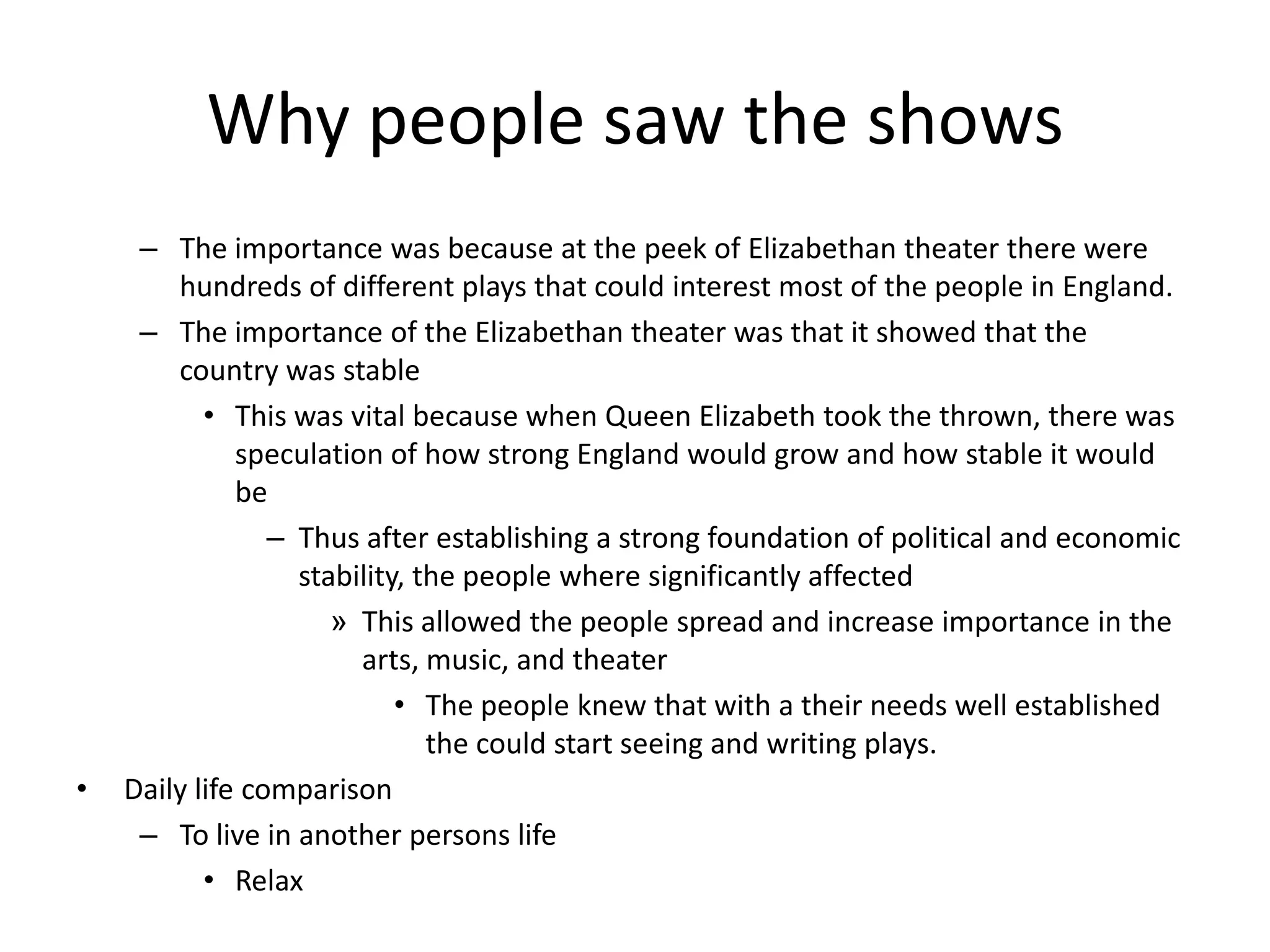 History of Elizabethan Theater and Significance to the societ | PPTX