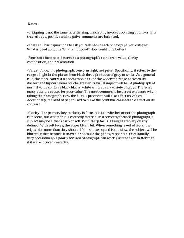 How To Critique A Photo | PDF