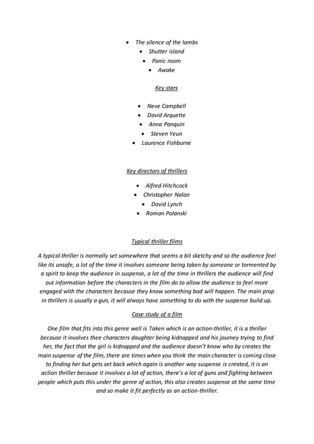 Notes on thriller films | PDF