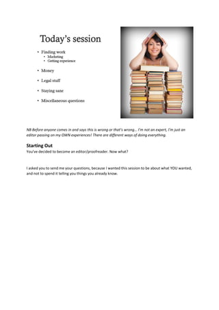 Notes for Starting out: A guide for newbies - Claire Handy | PDF