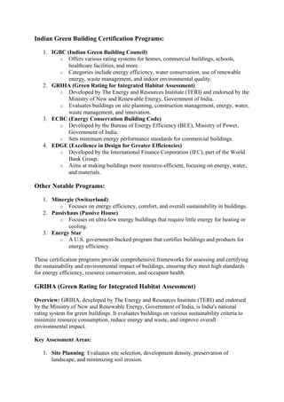 Green rating system_Leed, Igbc, griha, bee | DOCX