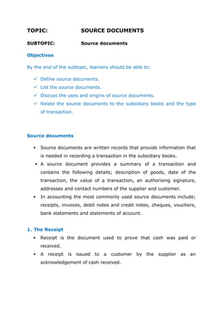 Source Documents in Accounting for Accounts | DOCX