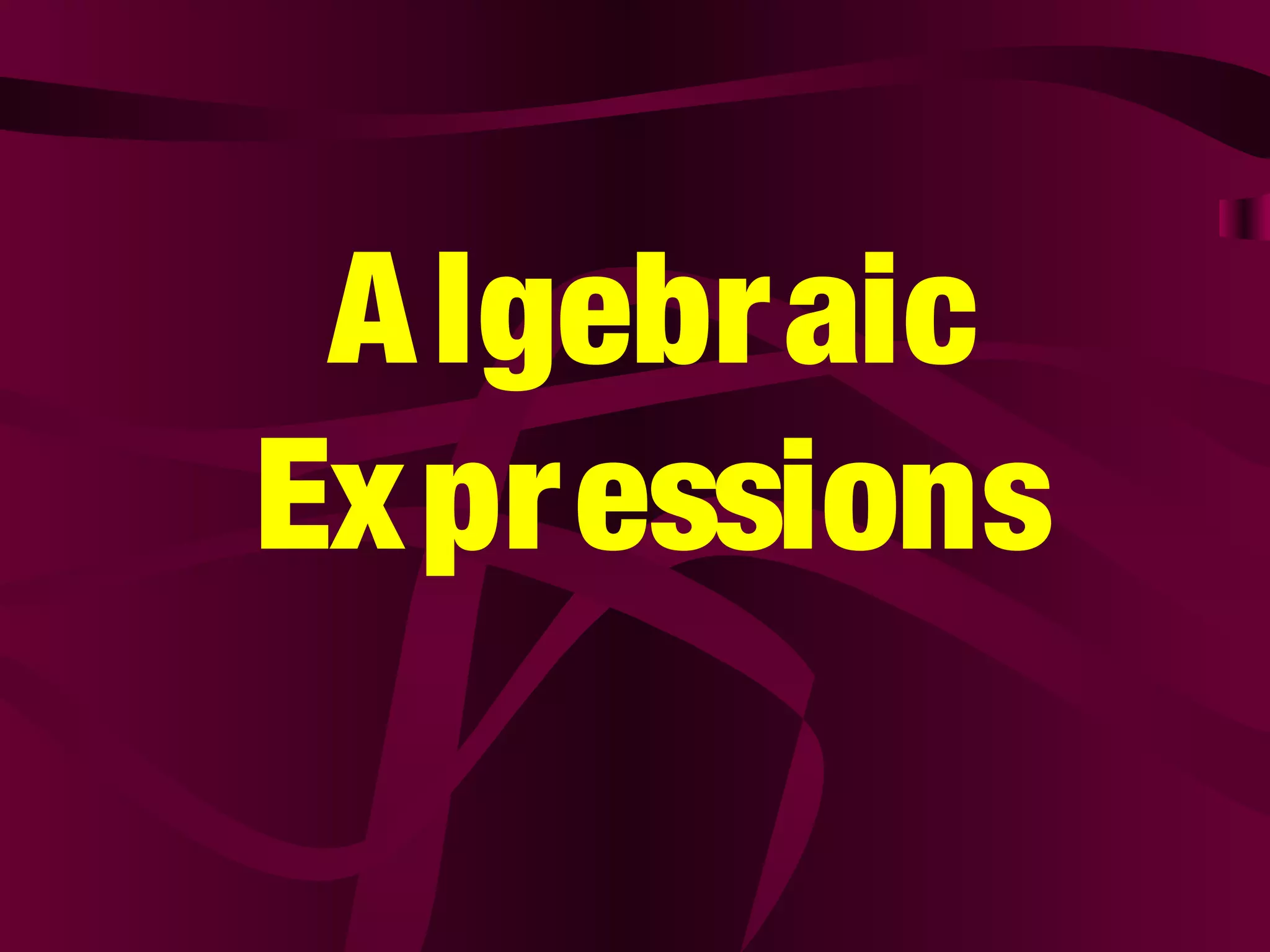 Algebraic expressions | PPT