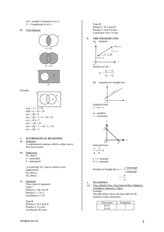 Notes and Formulae Mathematics SPM | PDF
