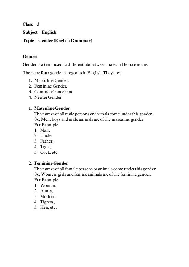 Class 3 English Notes Noun Gender English Grammar class-3-english-notes-noun-gender-english-grammar