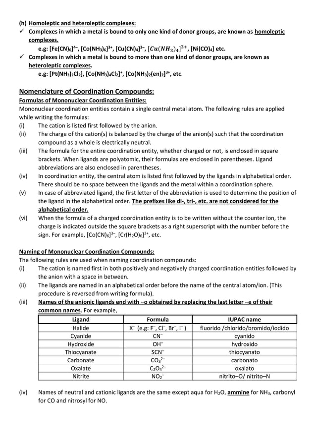 Notes-Coordination compounds.pdf | Chemistry | Science
