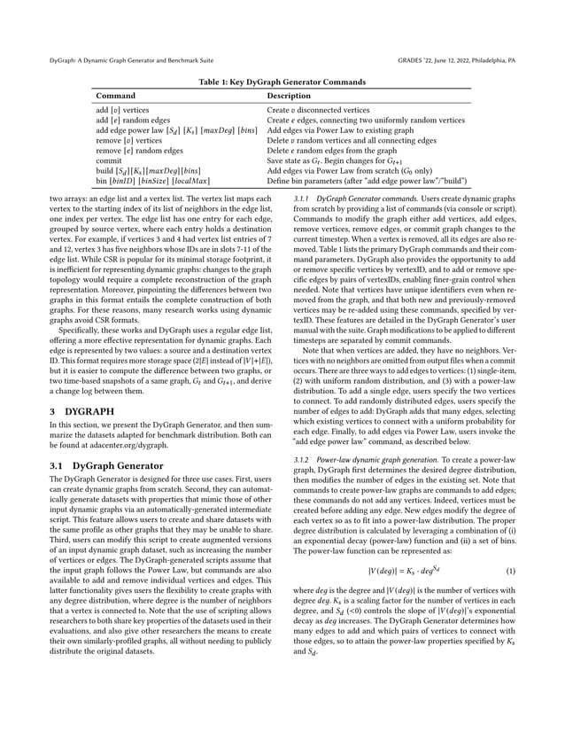 DyGraph: A Dynamic Graph Generator and Benchmark Suite : NOTES | PDF ...