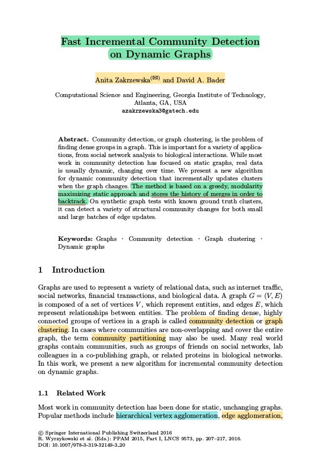 Fast Incremental Community Detection On Dynamic Graphs Notes Pdf