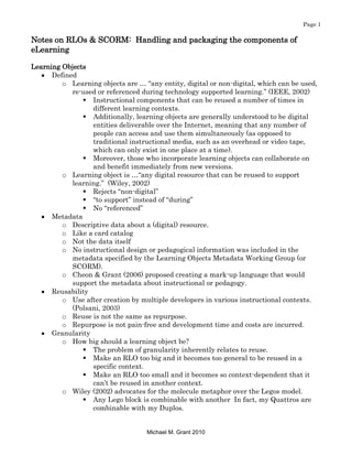 Notes For Reusable Learning Objects & SCORM | DOCX