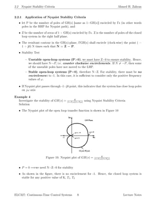 Notes nyquist plot and stability criteria | PDF