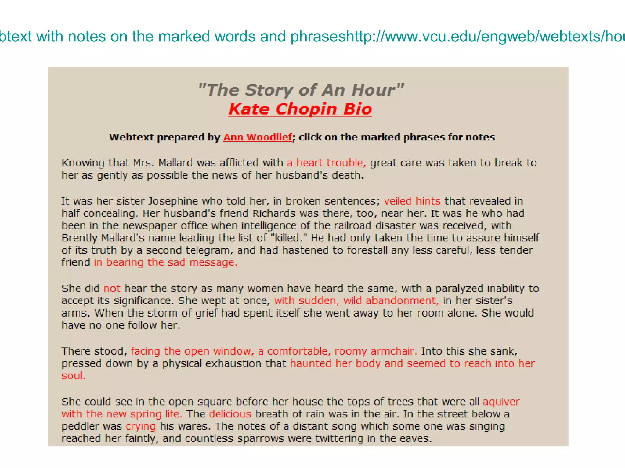 Kate Chopins The Story of an Hour | PPT