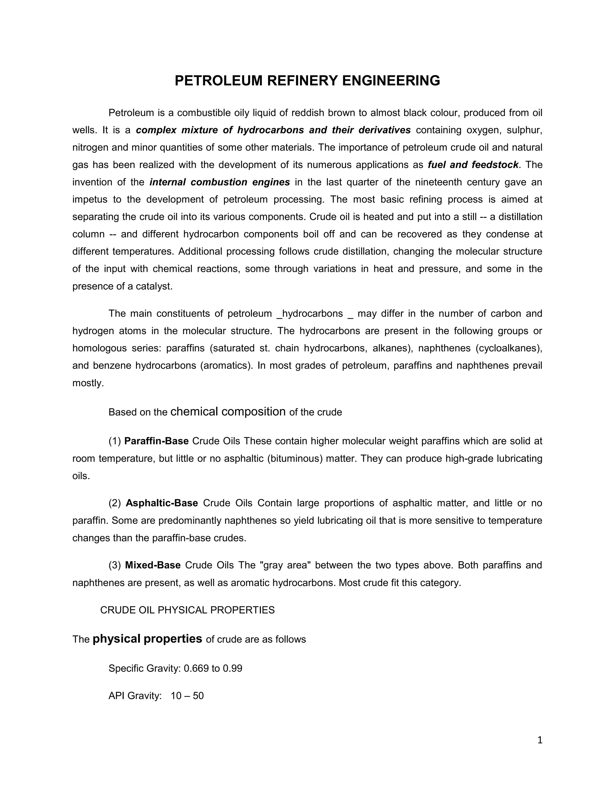 Notes petroleum-refining-1 | PDF