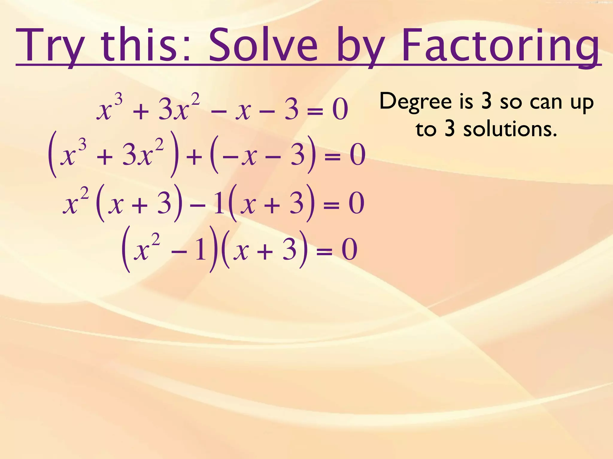 Notes solving polynomial equations | KEY