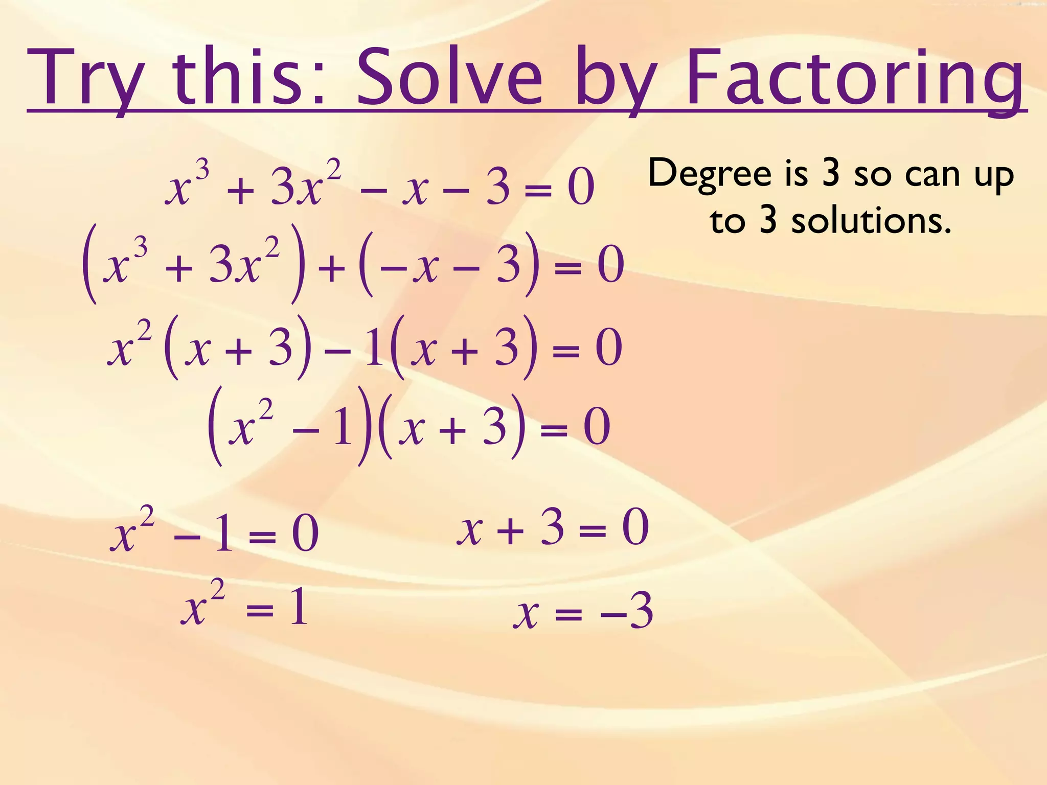 Notes solving polynomial equations | KEY