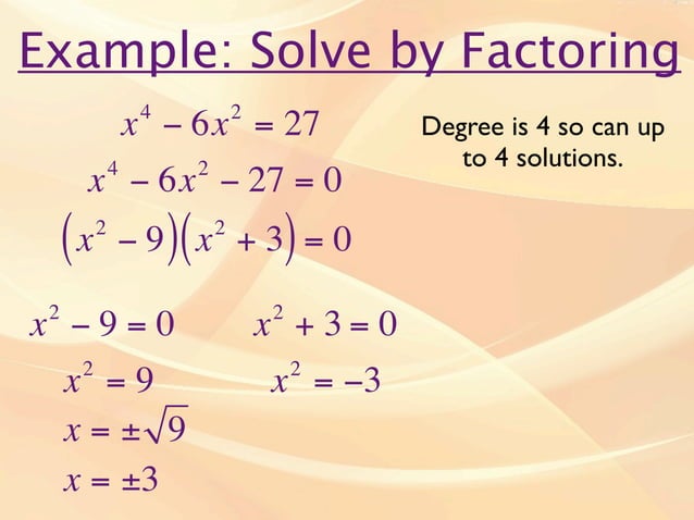 Notes Solving Polynomial Equations Key