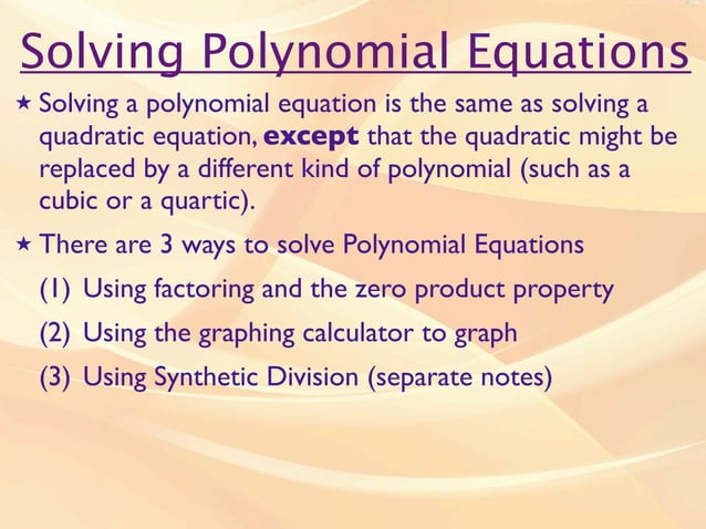 Notes solving polynomial equations | KEY