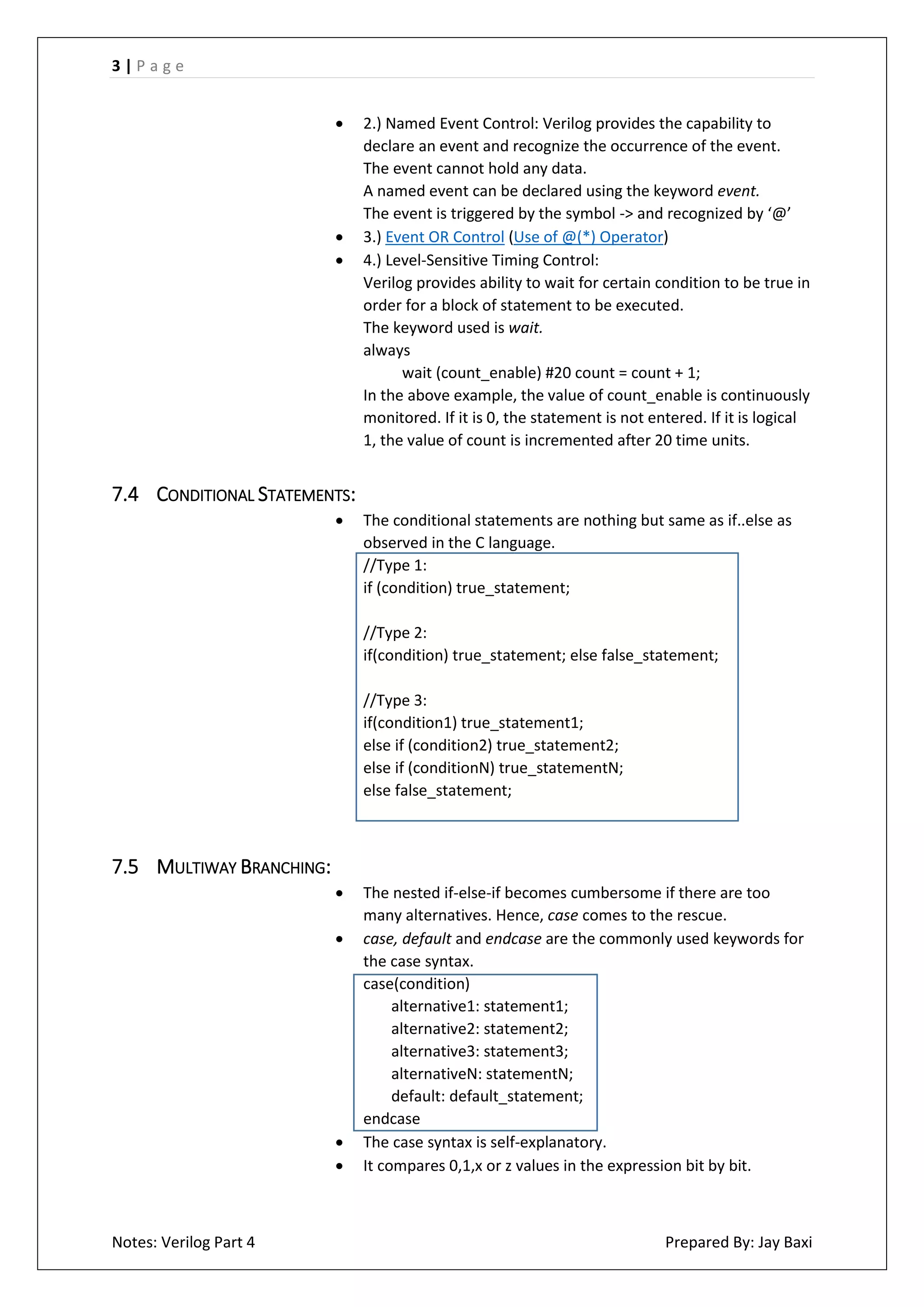 Notes Verilog Part 4 Behavioural Modelling Pdf