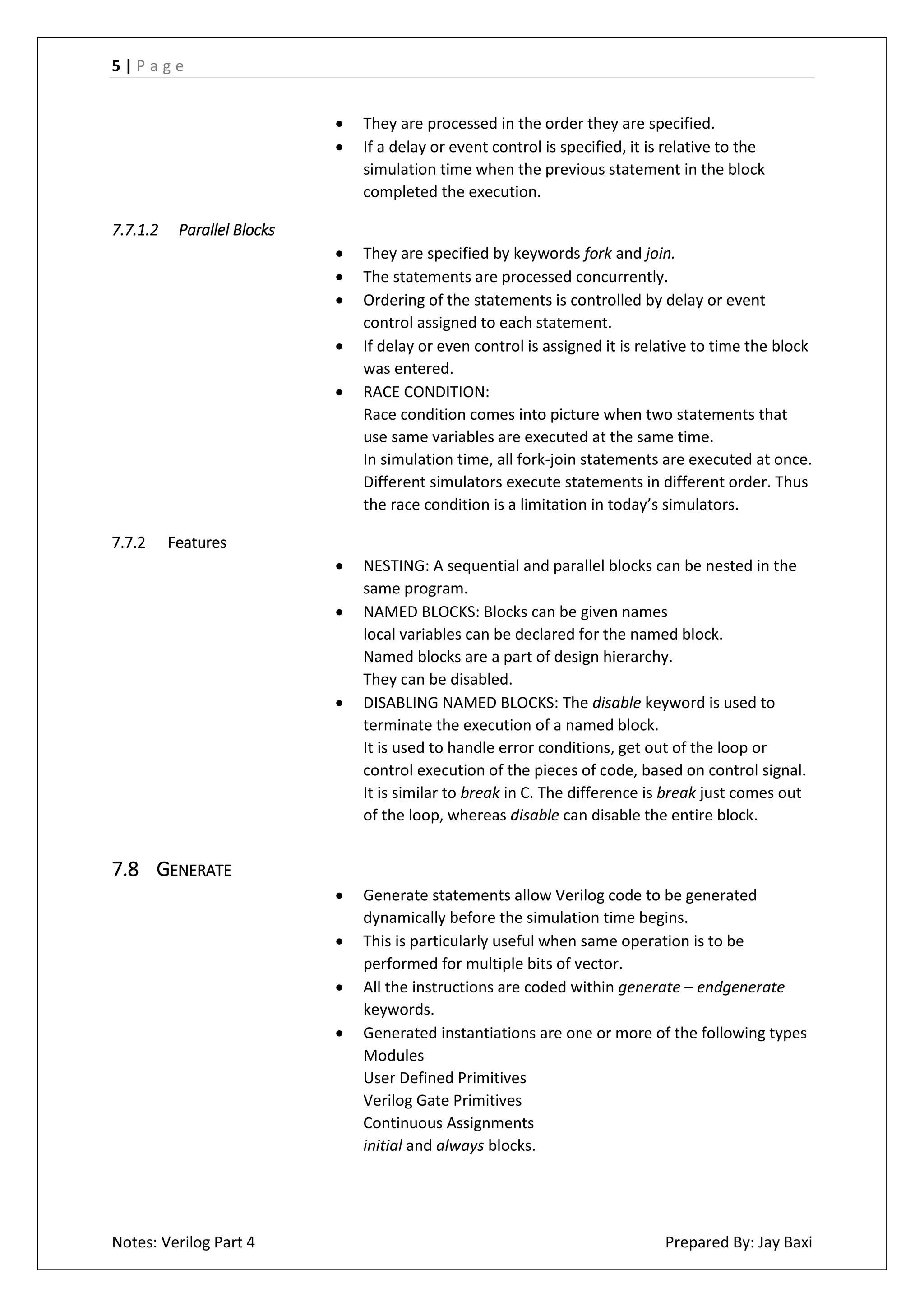 Notes Verilog Part 4 Behavioural Modelling Pdf